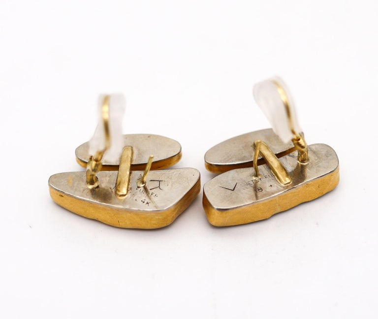 Betsy Fuller Studio Sculptural Clip Earrings 24Kt Gold with 10.68 Cts ...