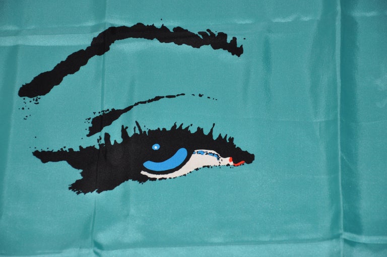 Betsy Johnson Bold Turquoise with Leopard "Self Portrait" Silk Scarf at ...