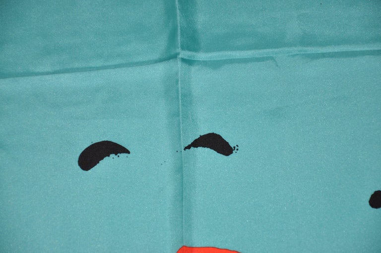 Betsy Johnson Bold Turquoise with Leopard "Self Portrait" Silk Scarf at ...