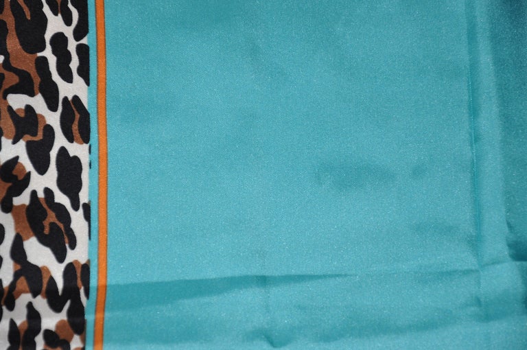 Betsy Johnson Bold Turquoise with Leopard "Self Portrait" Silk Scarf at ...
