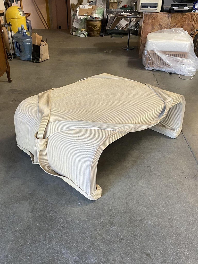 Betty Cobonpue Organic Modern Ribbon Stick Reed Rattan Cocktail Table ...