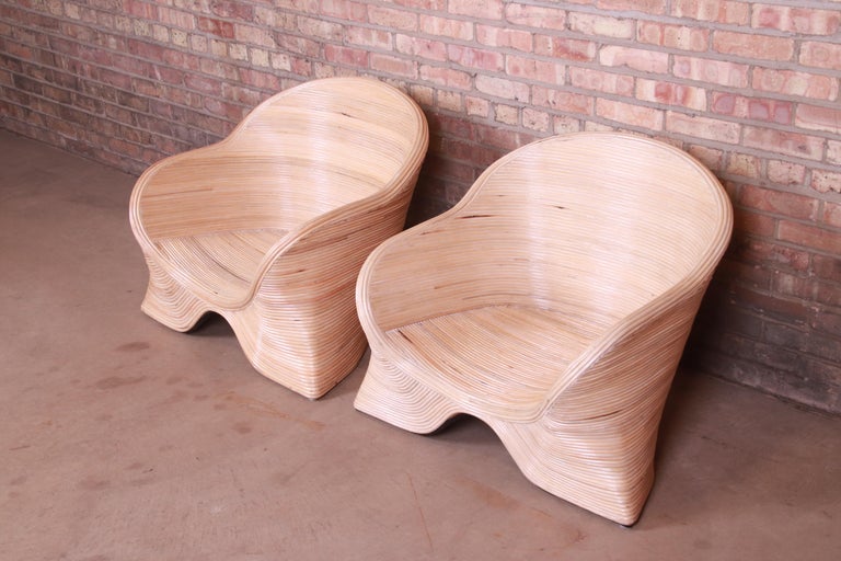 Betty Cobonpue Sculptural Split Reed Rattan Lounge Chairs, Pair For ...