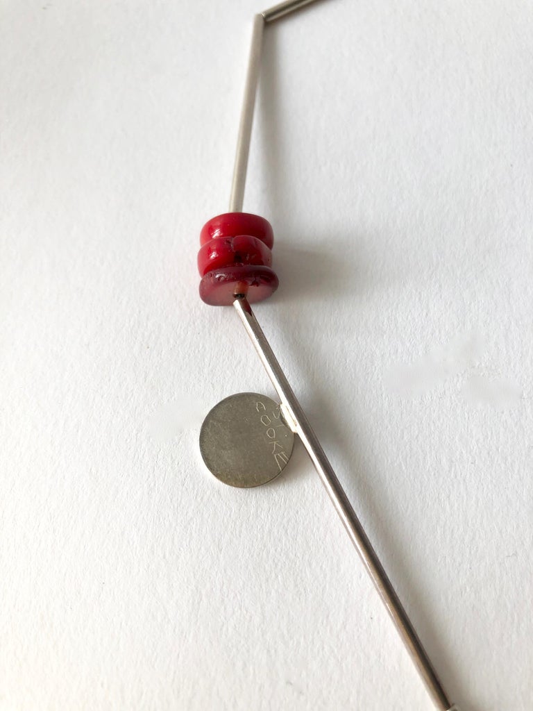 Betty Cooke Chinese Coral Sterling Silver American Modernist Necklace ...