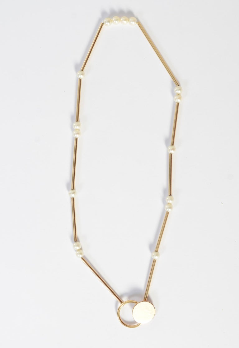 Betty Cooke Gold and Pearl Choker Necklace at 1stDibs
