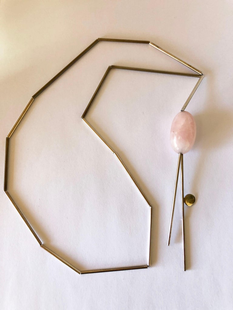 Betty Cooke Sterling Silver Tube with Pink Quartz American Modernist ...
