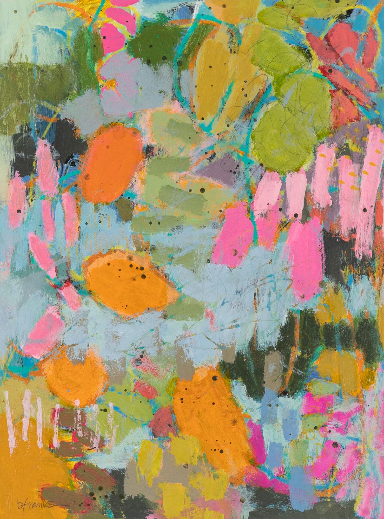 Betty Franks - "Strawberry Fields"- Mod, Warm, Pink, Abstract Acrylic ...