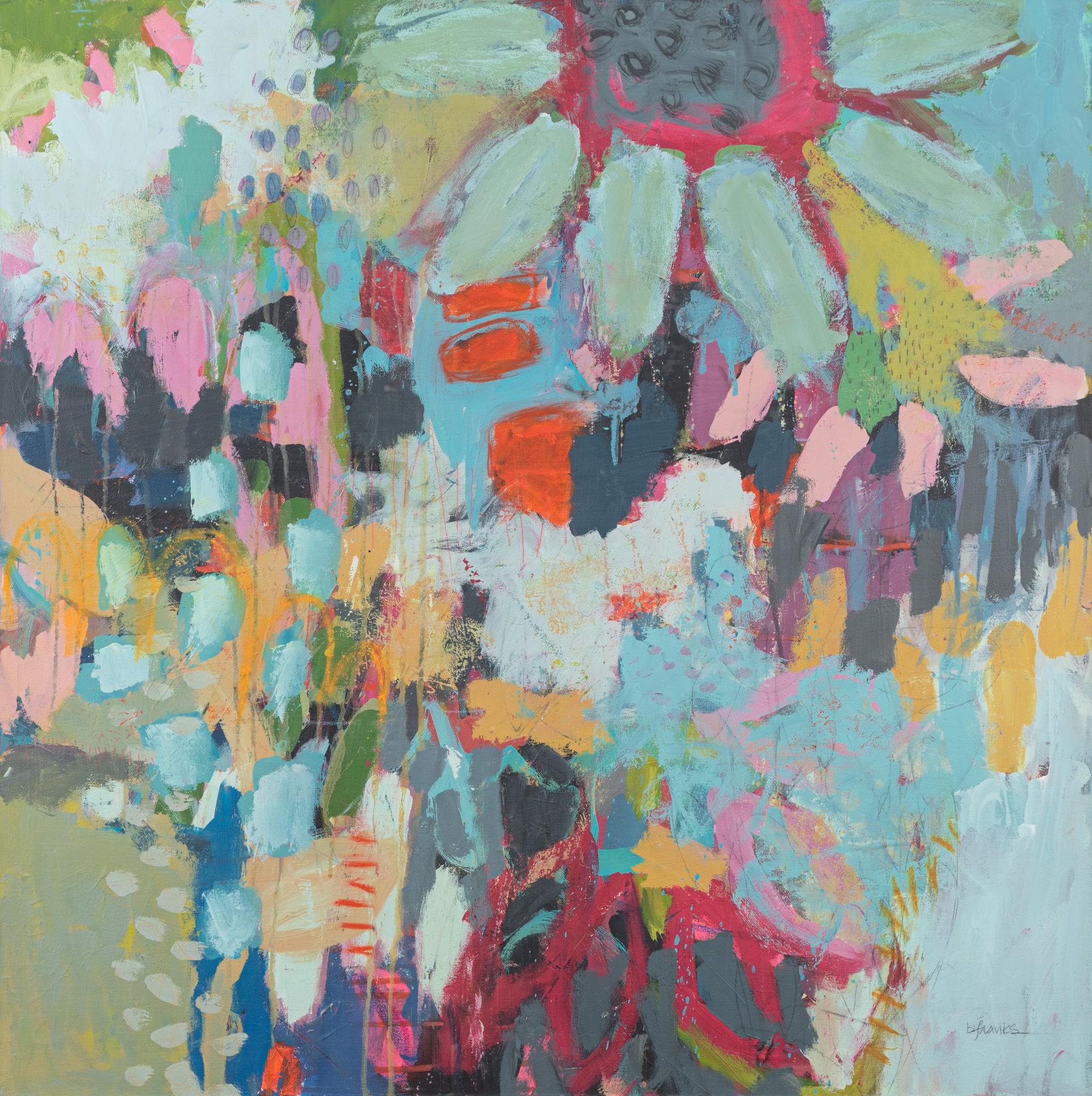 Betty Franks - "Strawberry Fields"- Mod, Warm, Pink, Abstract Acrylic ...