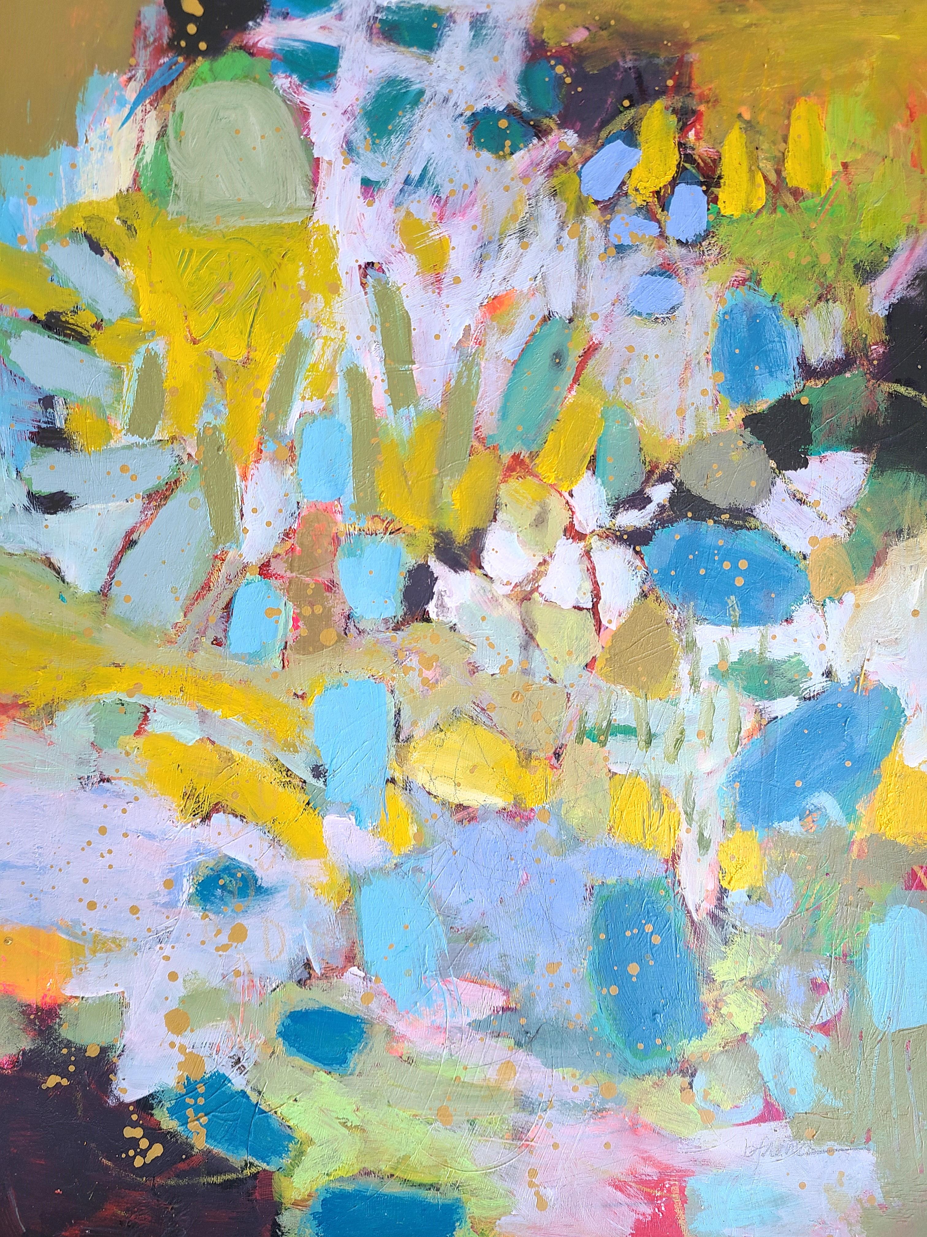 Betty Franks - "Sunny Winter Day"- Warm, Yellow, Black, Aqua, Abstract ...