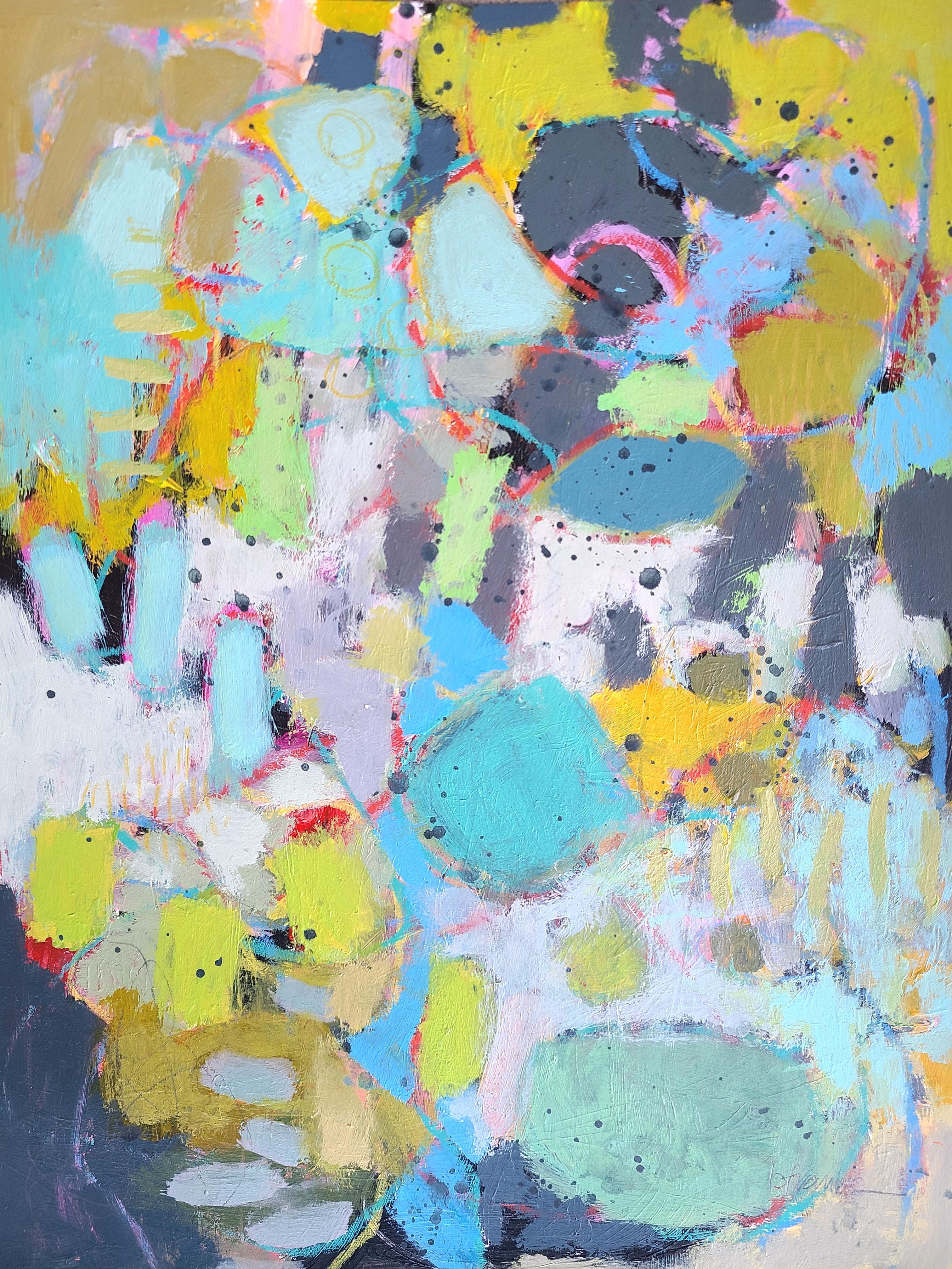 Betty Franks - Dandelions- a fun and refreshing bright abstract acrylic ...