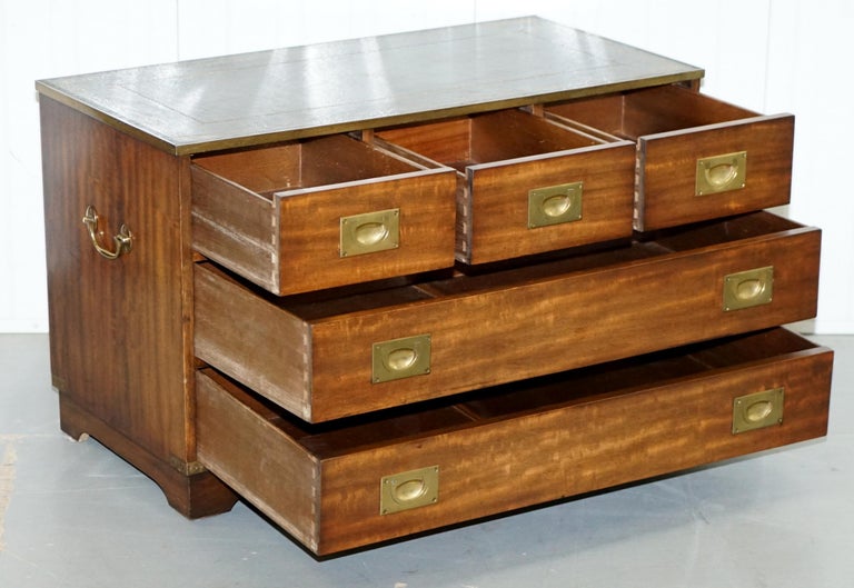Bevan Funnell Reprodux Campaign Chest of Drawers Leather Top TV Stand ...