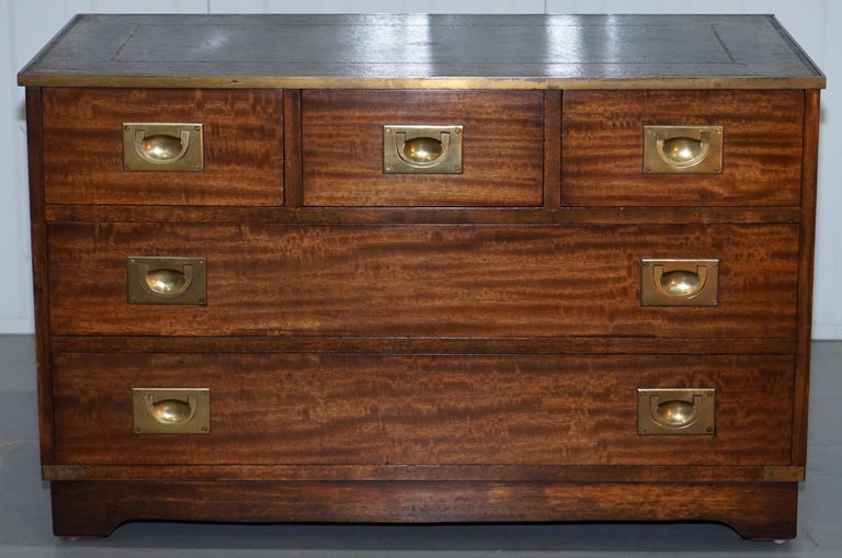 Bevan Funnell Reprodux Campaign Chest of Drawers Leather Top TV Stand ...