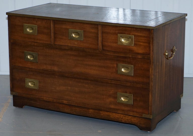 Bevan Funnell Reprodux Campaign Chest of Drawers Leather Top TV Stand ...