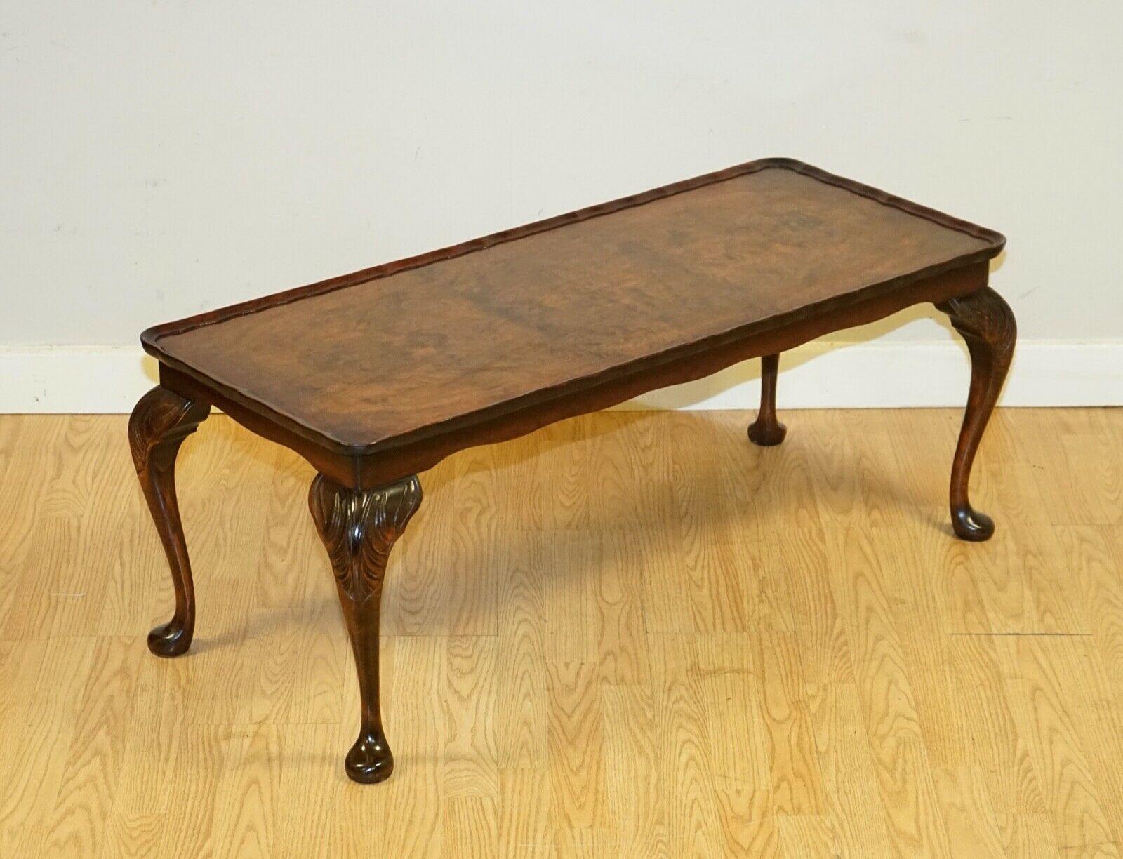 Bevan Funnell Burr Walnut Coffee Table with Stunning Queen Anne Legs at ...
