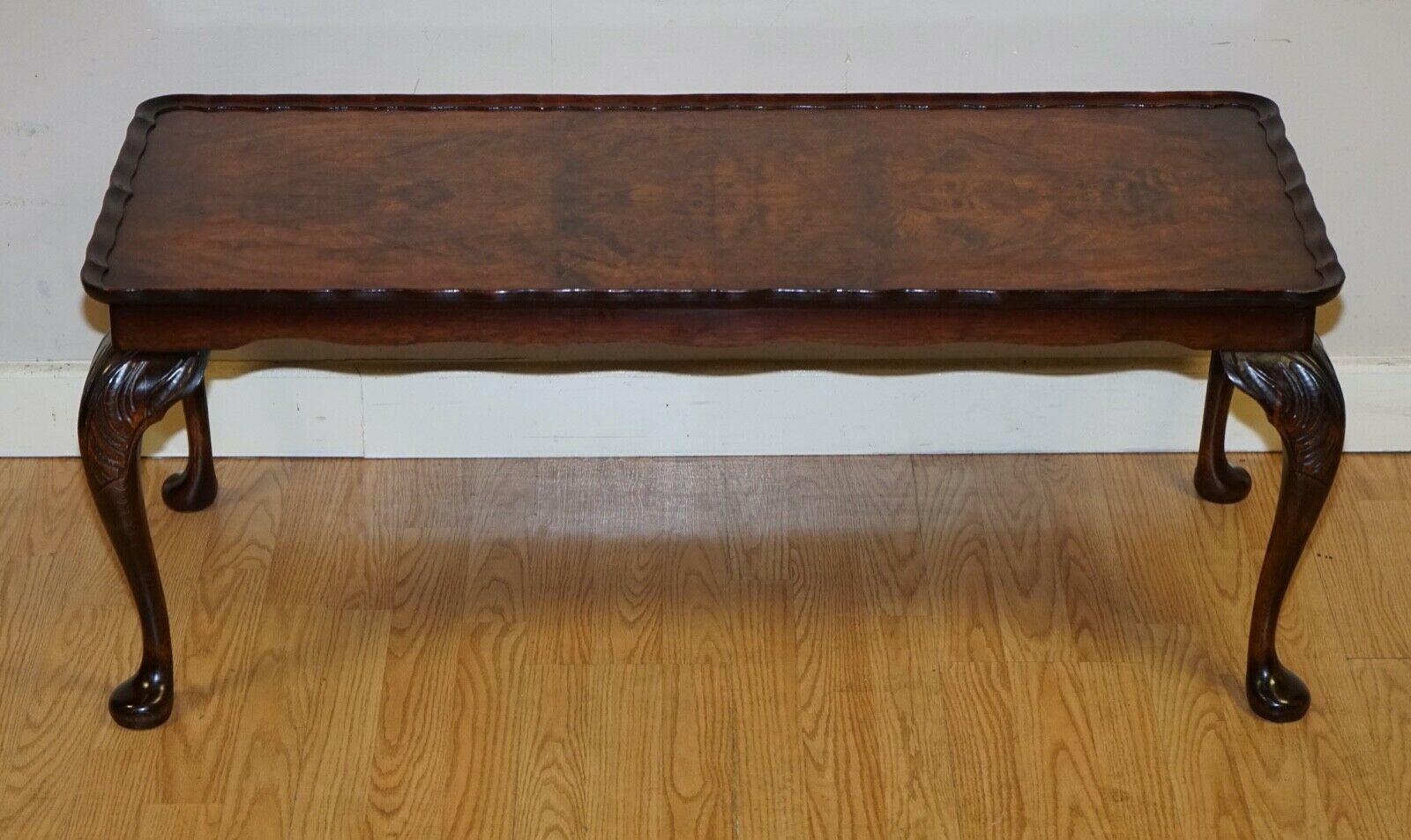 Bevan Funnell Burr Walnut Coffee Table with Stunning Queen Anne Legs at ...