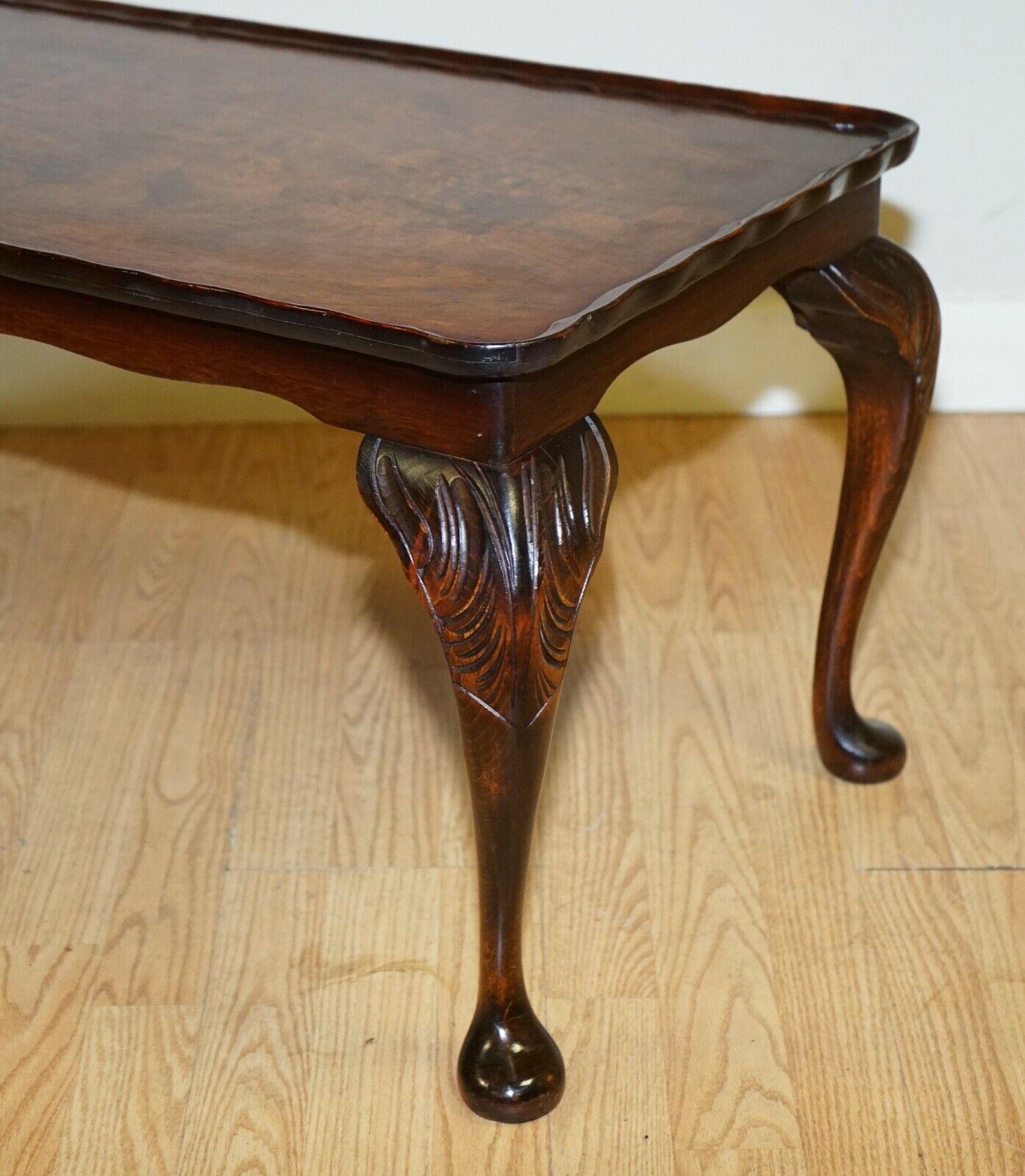 Bevan Funnell Burr Walnut Coffee Table with Stunning Queen Anne Legs at ...