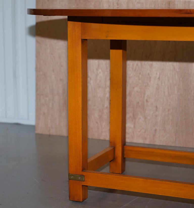 Bevan Funnell Burr Yew Wood Extending Oval Campaign Coffee Table For ...