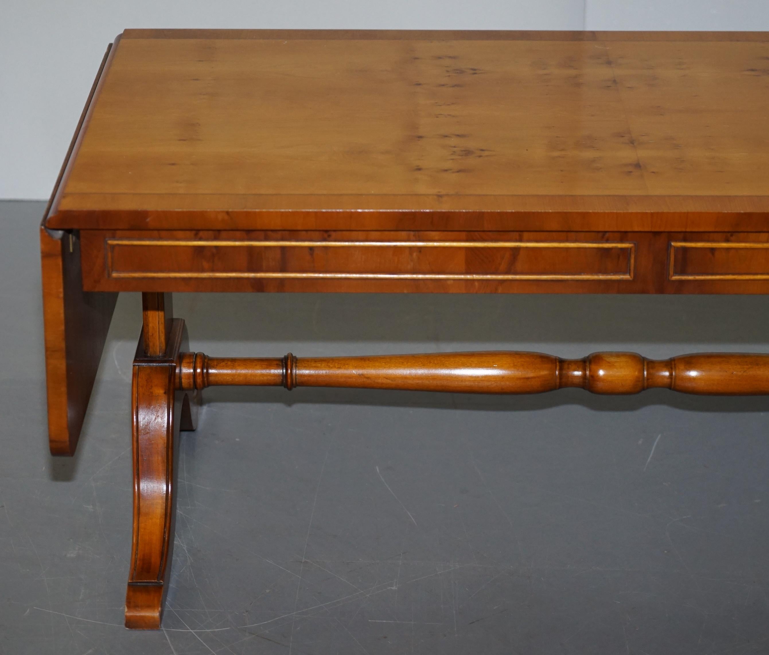 Bevan Funnell Extending Burr Yew Wood Coffee Table Matching End Table ...