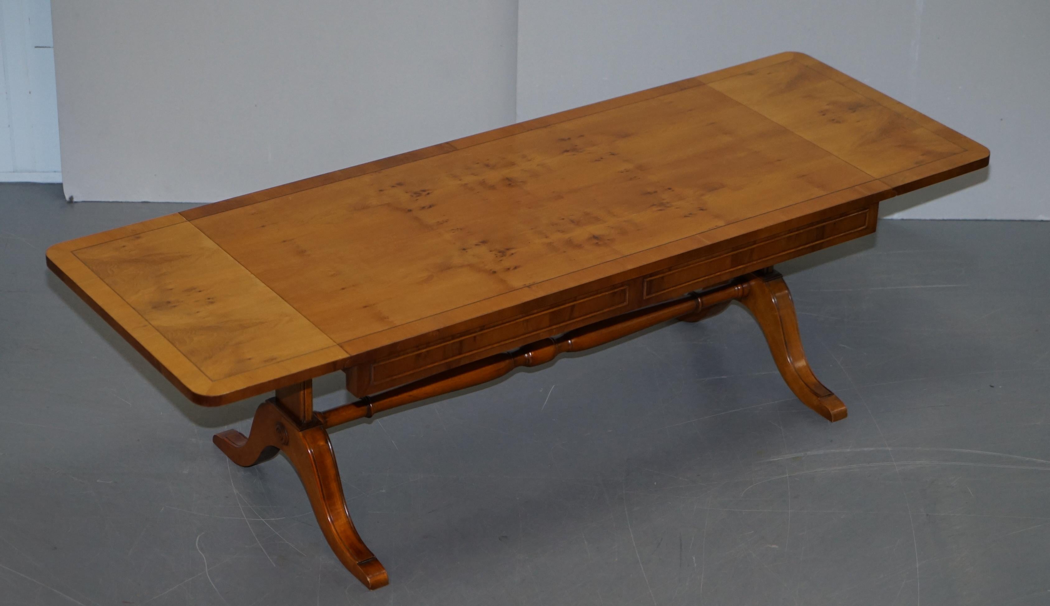 Bevan Funnell Extending Burr Yew Wood Coffee Table Matching End Table ...