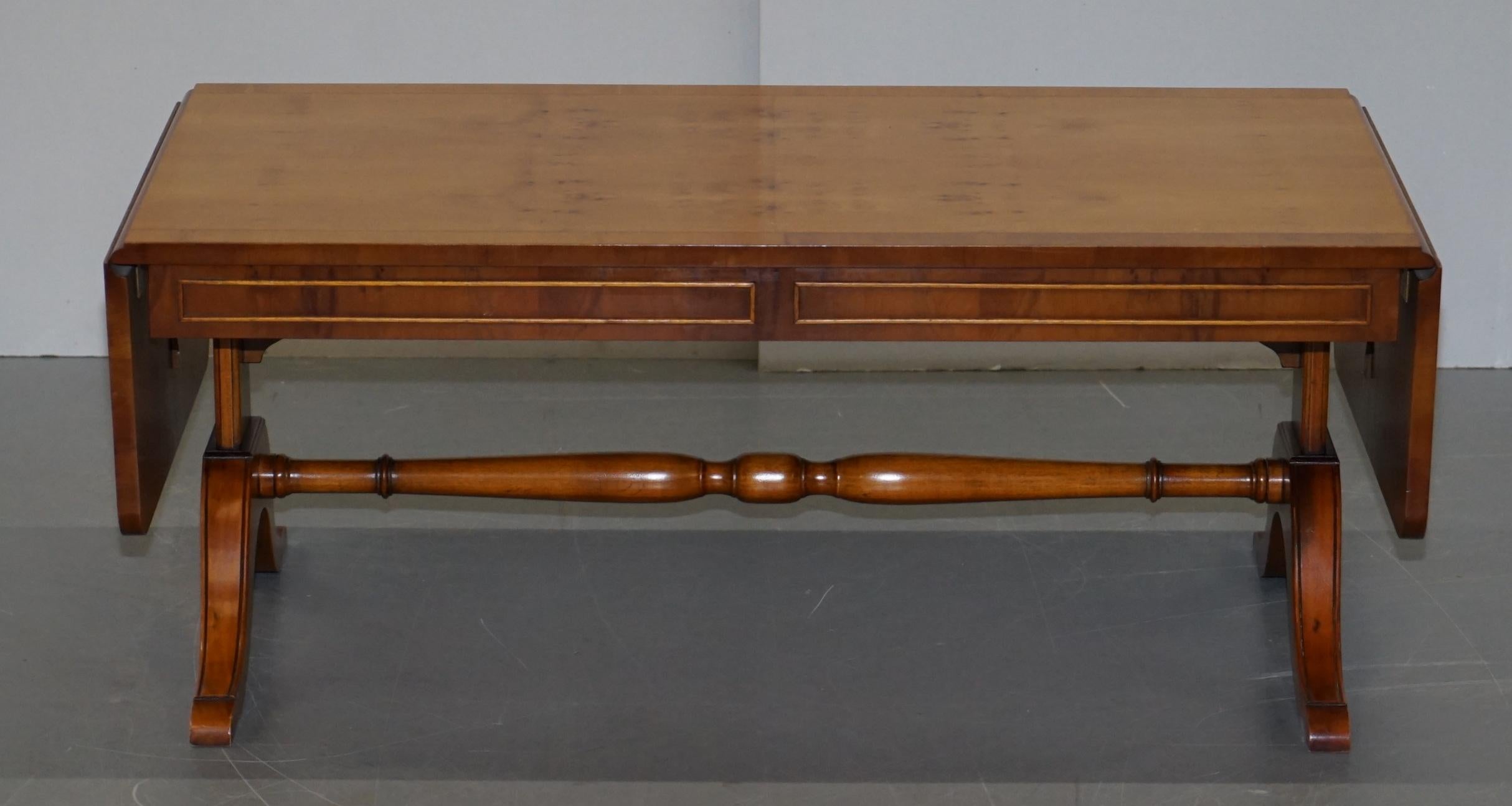 Bevan Funnell Extending Burr Yew Wood Coffee Table Matching End Table ...
