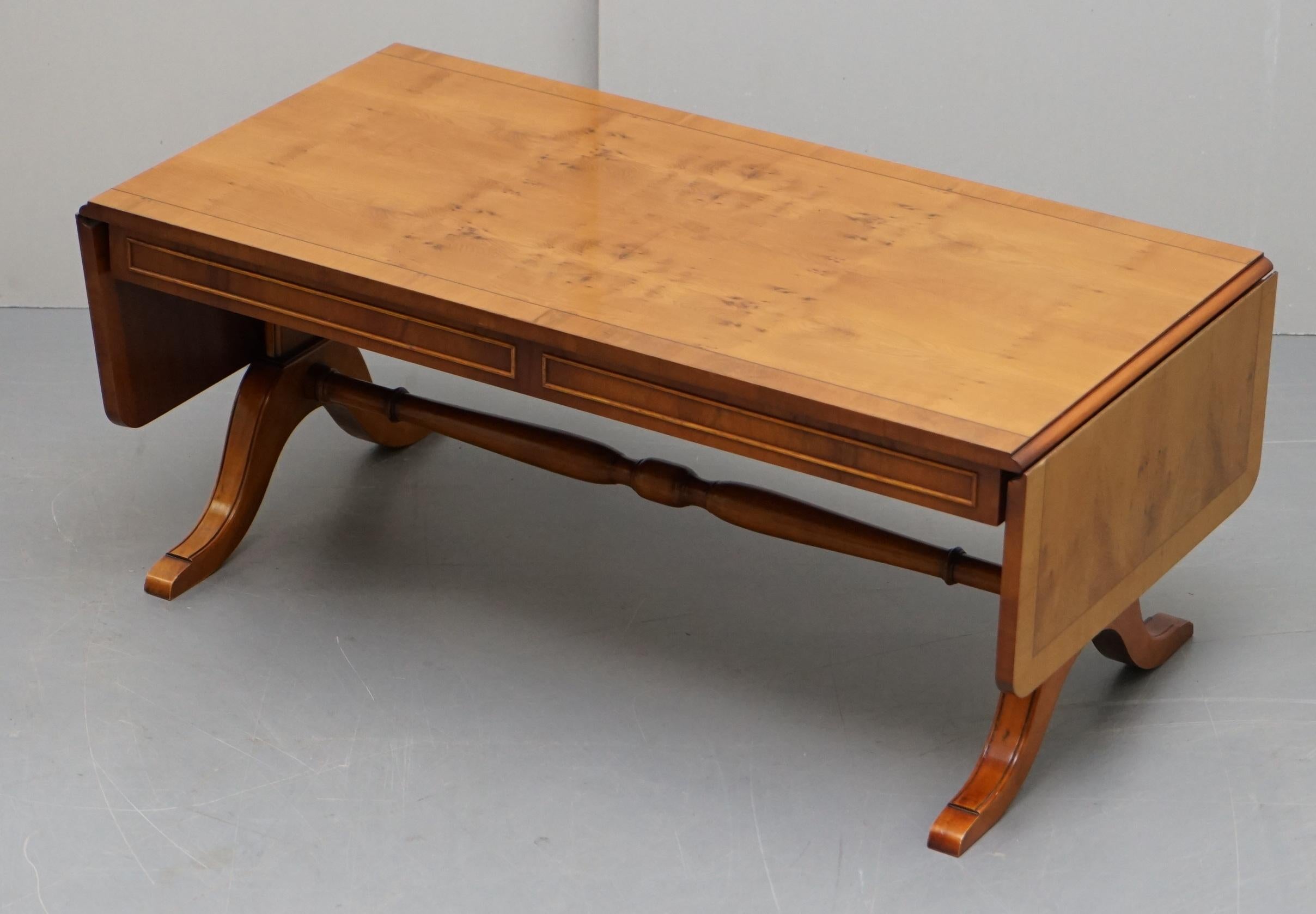 Bevan Funnell Extending Burr Yew Wood Coffee Table Matching End Table ...