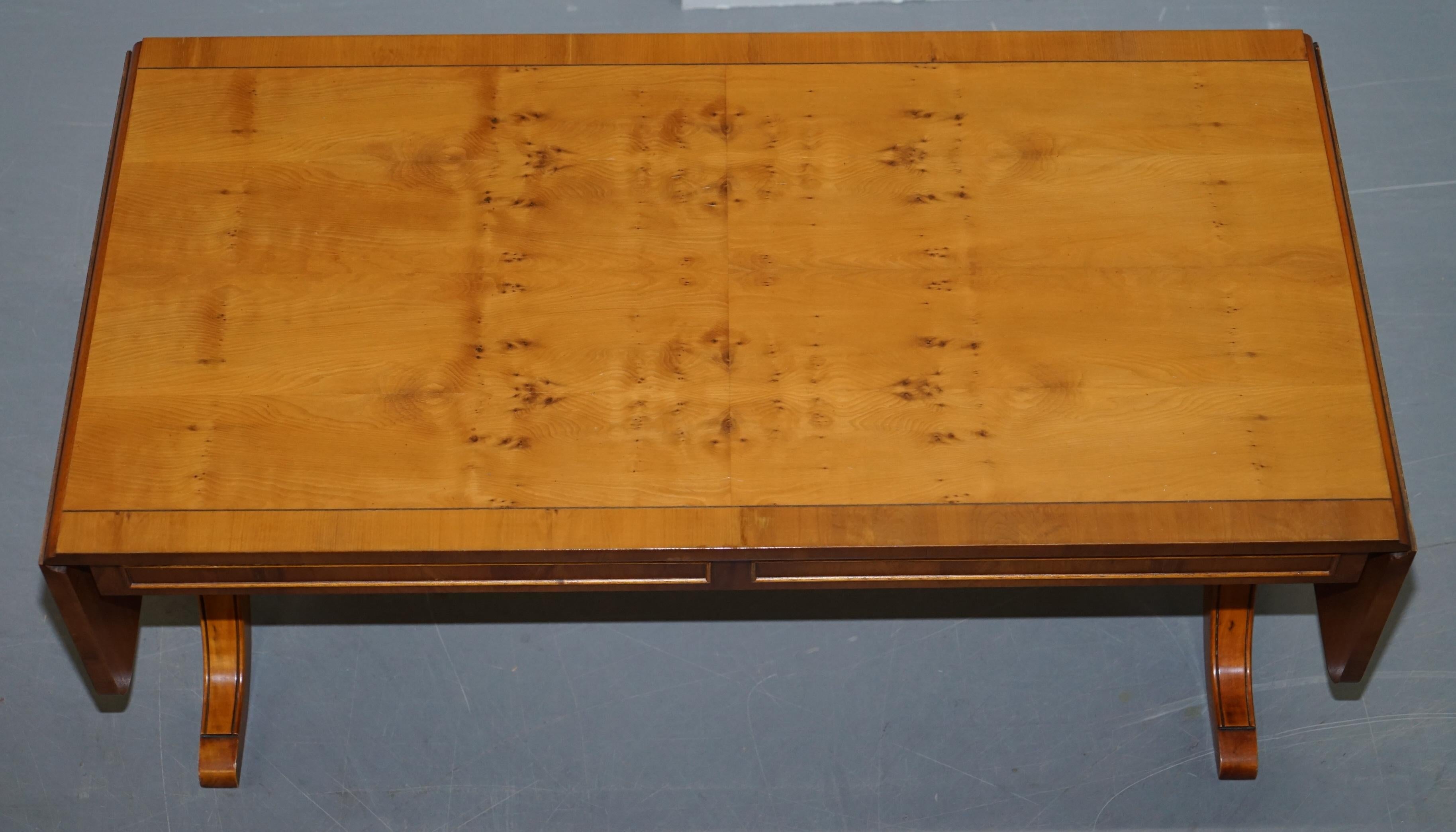 Bevan Funnell Extending Burr Yew Wood Coffee Table Matching End Table ...