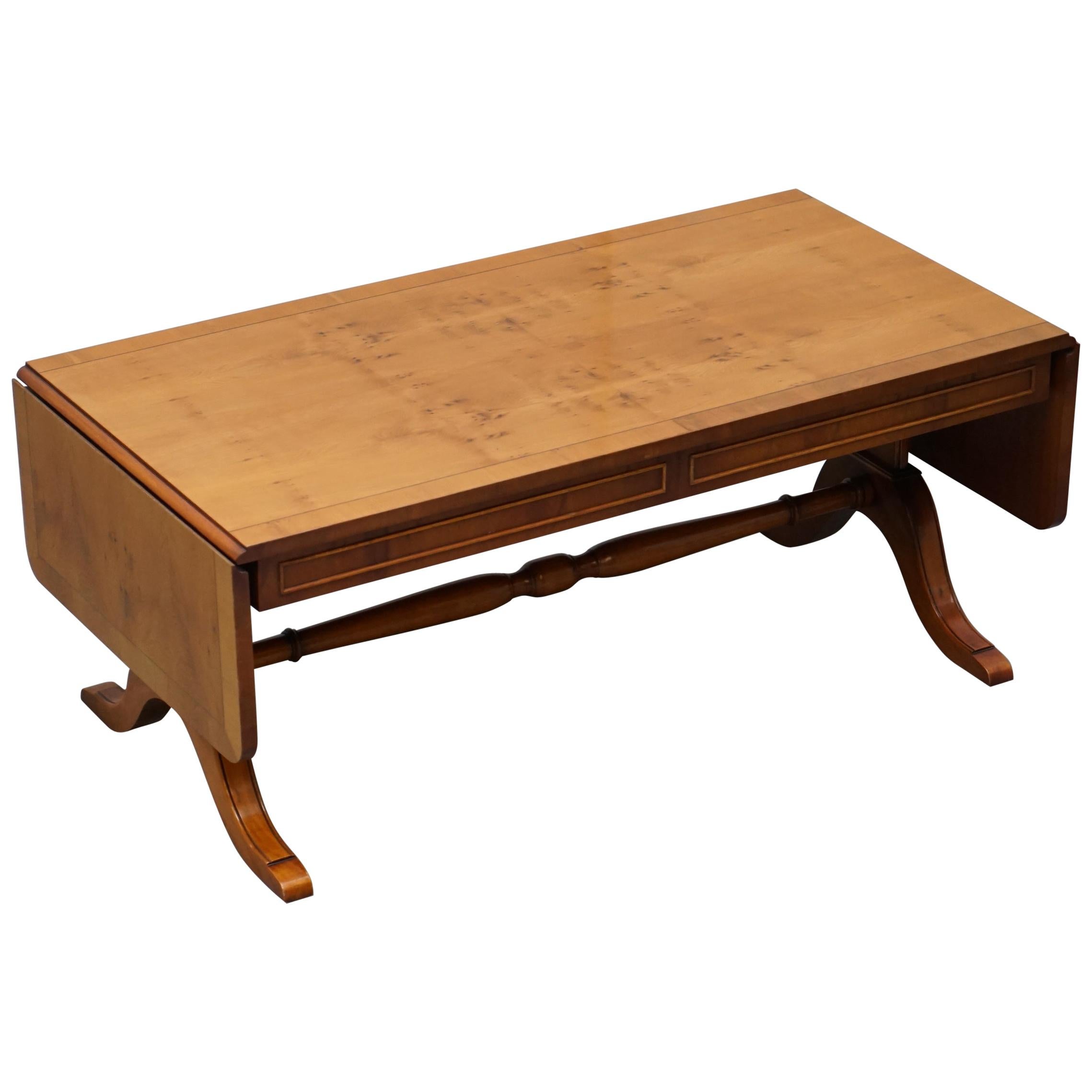 Bevan Funnell Extending Burr Yew Wood Coffee Table Matching End Table ...