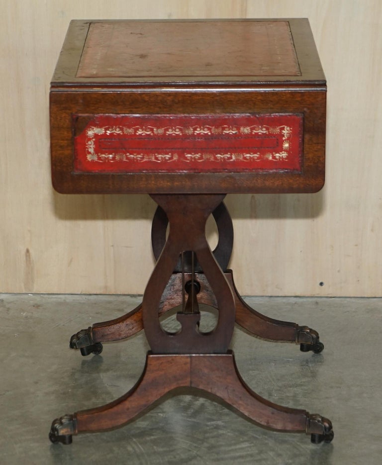 Bevan Funnell Oxblood Leather Side End Table Extending Top Great Games ...