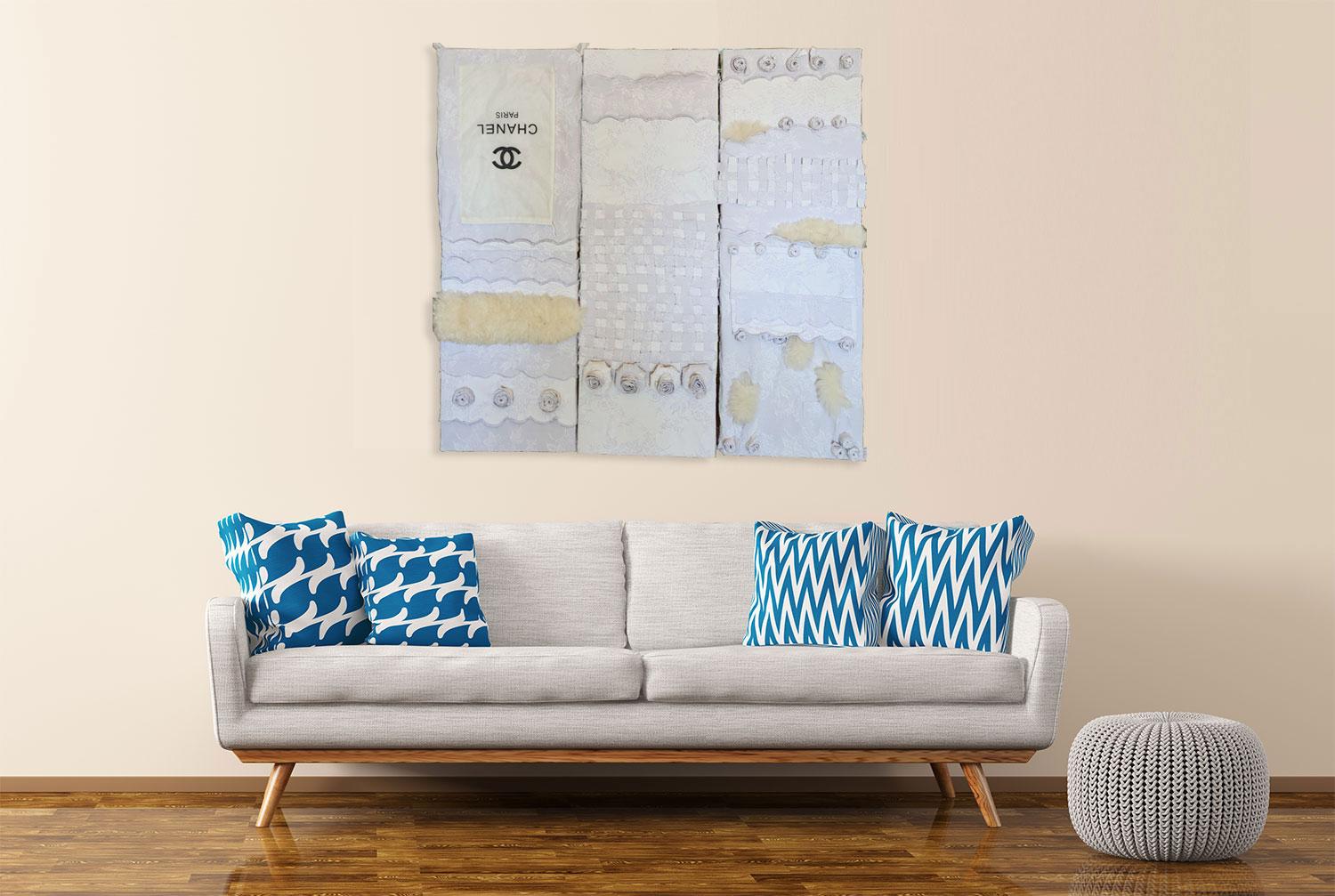 Beverly Bigwood - Sydney Triptych - Fabric on Canvas - Abstract Art by ... Beverly Bigwood - Sydney Triptych - Fabric on Canvas - Abstract Art by ...