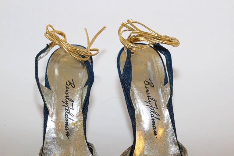 Beverly Feldman Metallic Slingback Ankle-Tie Leather Spirals 1980s For ...