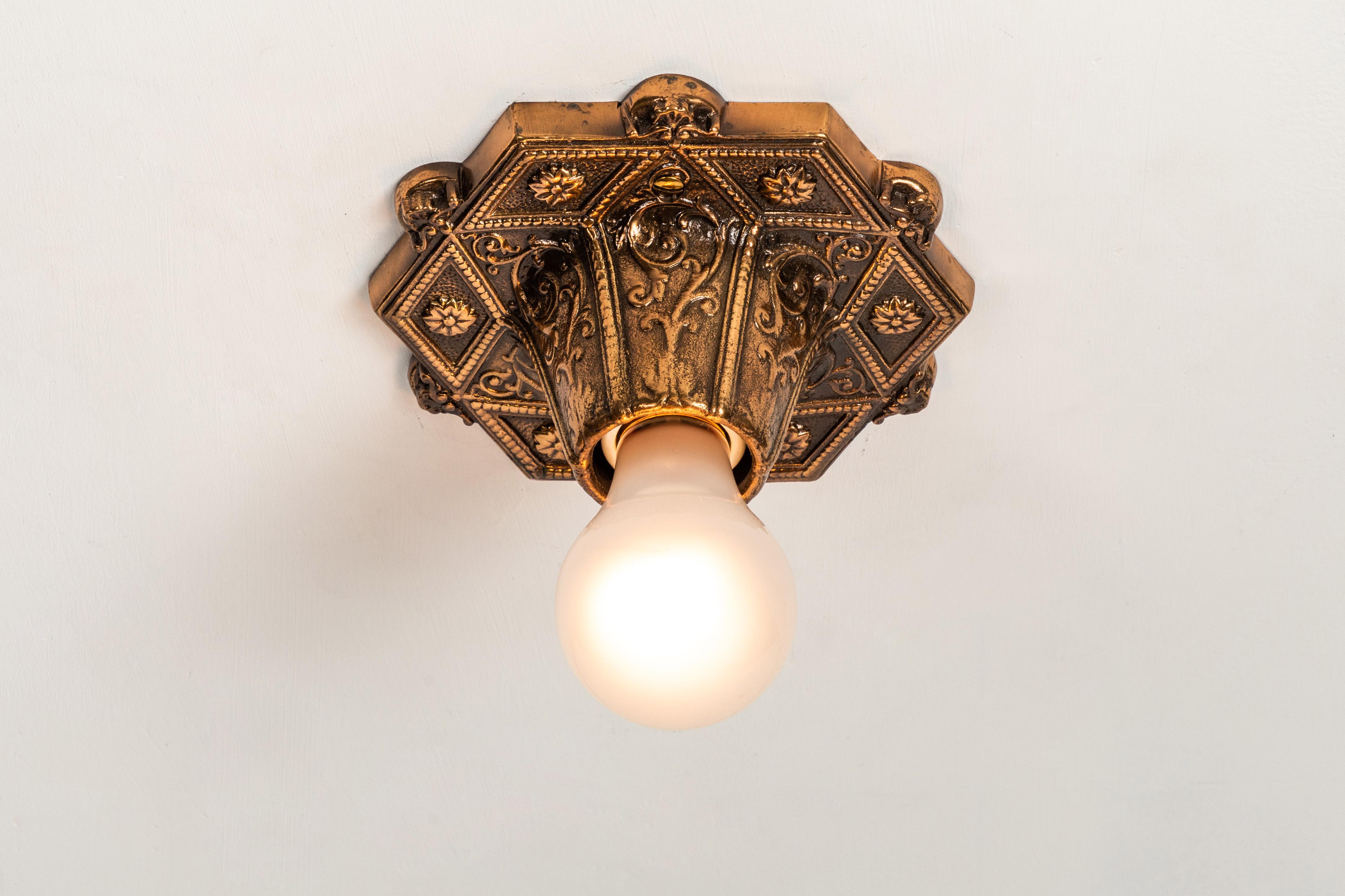 'Beverly Hills' Brass Art Deco Style Wall or Ceiling Light by Joe ...