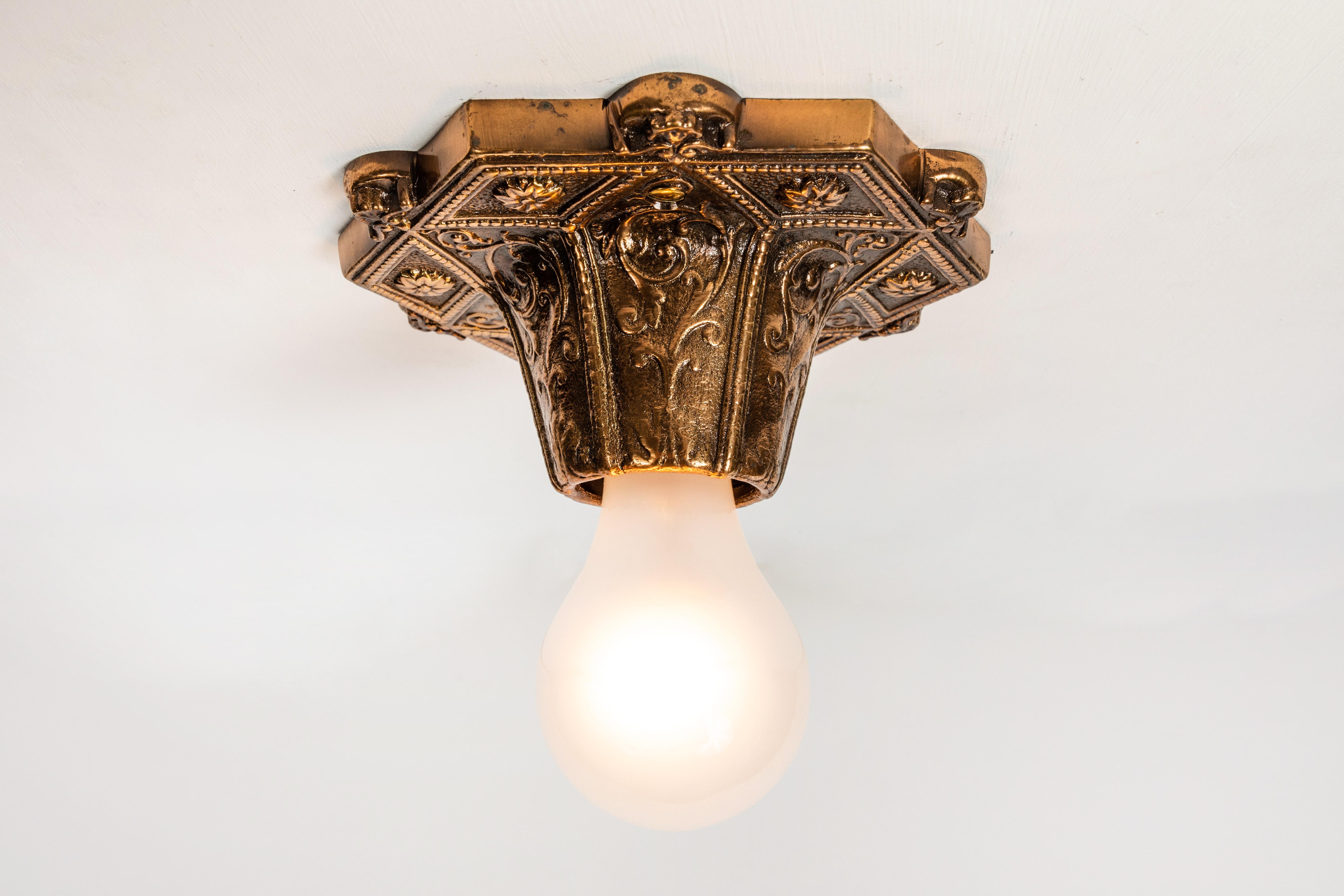 'Beverly Hills' Brass Art Deco Style Wall or Ceiling Light by Joe ...
