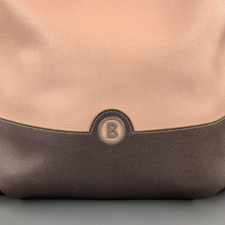 BEVINI Pink and Purple Color Block Leather Tote Handbag For Sale at 1stDibs