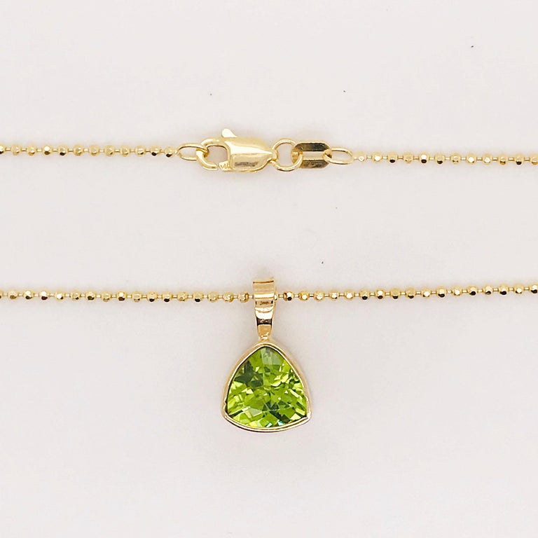 Bezel Peridot Pendant with Hand Fabricated Triangle Peridot with Beaded ...
