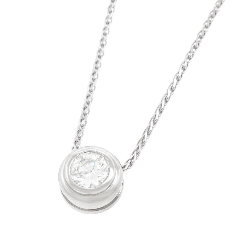 Bezel Set Diamond Necklace in Gold at 1stDibs