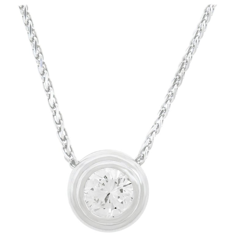 Bezel Set Diamond Necklace in Gold at 1stDibs