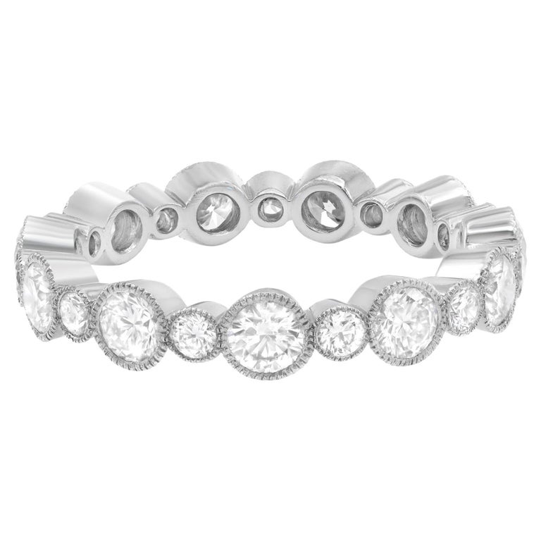 Bezel Set Round Cut Diamond Eternity Band Ring Platinum 1.32cttw For ...