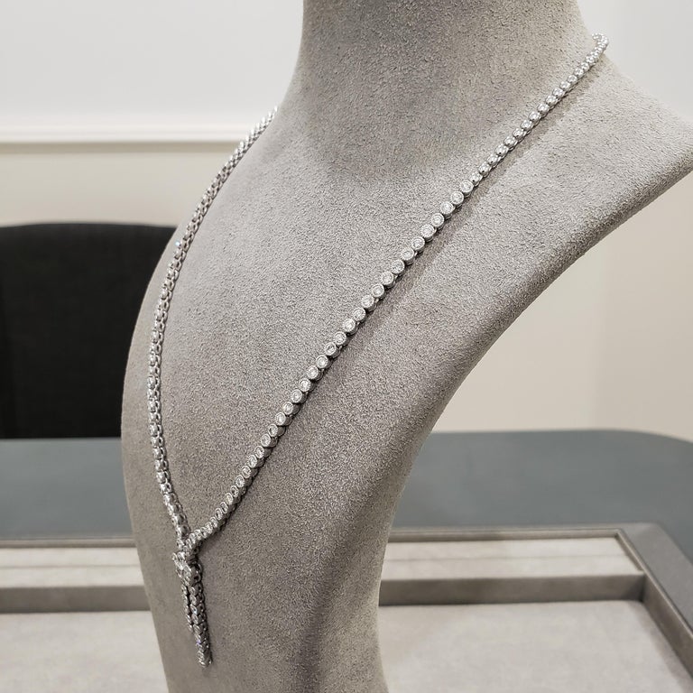 Roman Malakov Bezel Set Round Diamond Flower Drop Necklace at 1stDibs