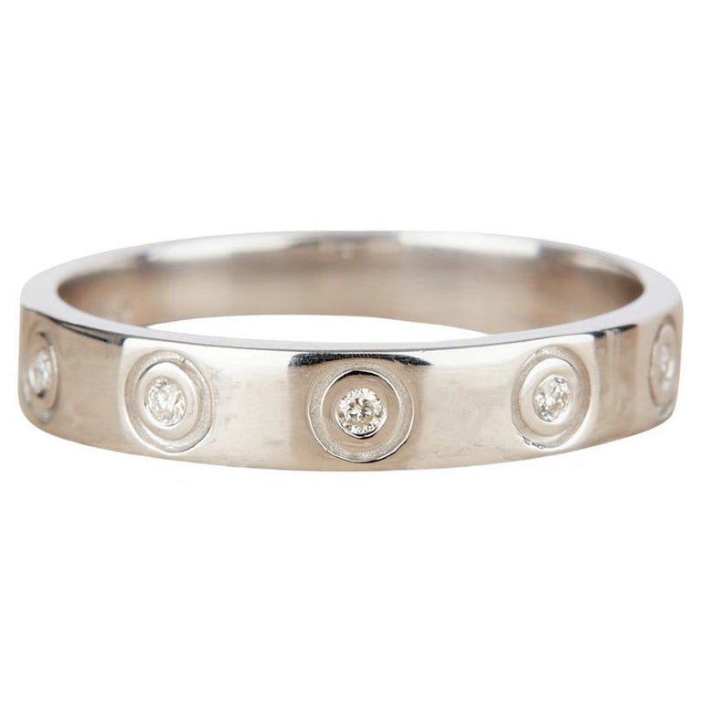 Bezeled Diamond 14K Flat Square Metal Band For Sale at 1stDibs