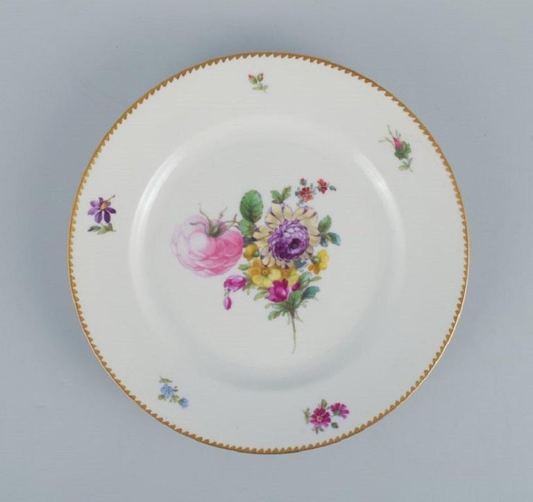 B&G, Bing and Grondahl Saxon Flower, Four Dinner Plates Decorated with ...
