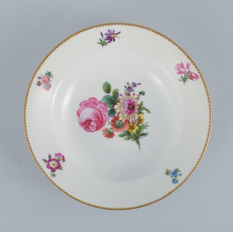 B&G, Bing and Grondahl Saxon Flower, Six Deep Plates Decorated with ...