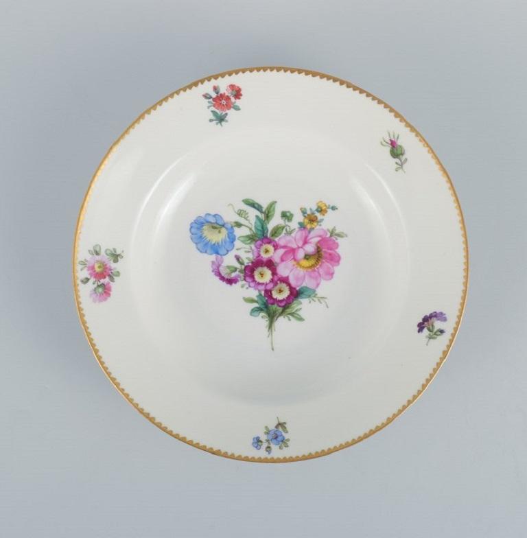 B&G, Bing and Grondahl Saxon Flower, Six Deep Plates Decorated with ...