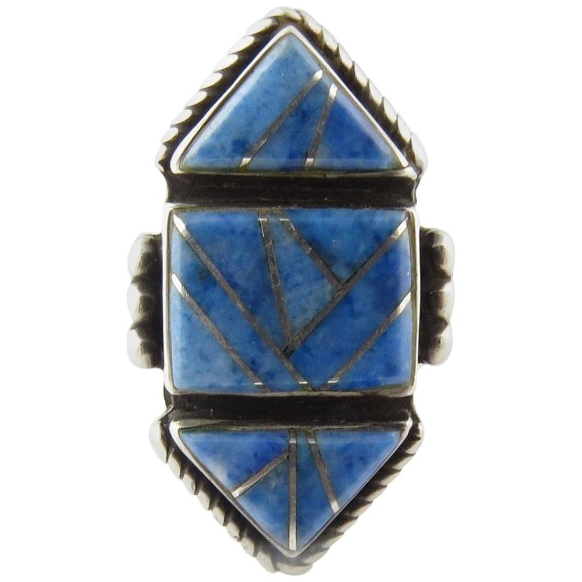 B.G. Mudd Native American Blue Lapis Inlaid Ring at 1stDibs