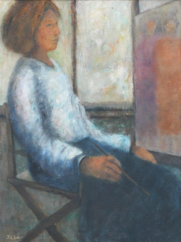 B.H. Pack - Naturalistic Portrait Painting of a Female Artist Sitting ...