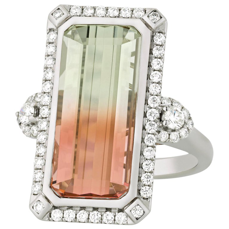 Bi-Color Tourmaline Ring, 11.27 Carat at 1stDibs | bicolor tourmaline ring