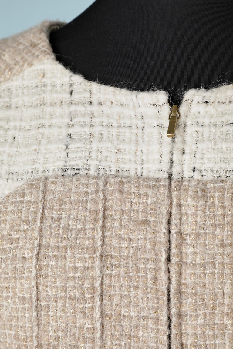 Bi-color tweed jacket with zip in the middle front Chanel For Sale at ...