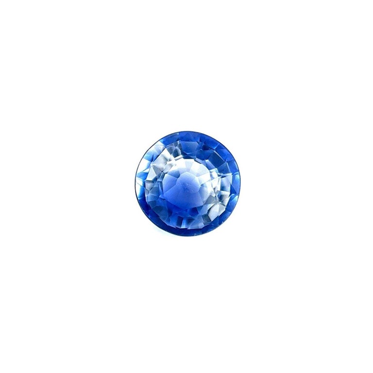 Bi Color Ceylon Sapphire 0.68ct Blue White Natural Round Cut Rare Gem VS For Sale at 1stDibs