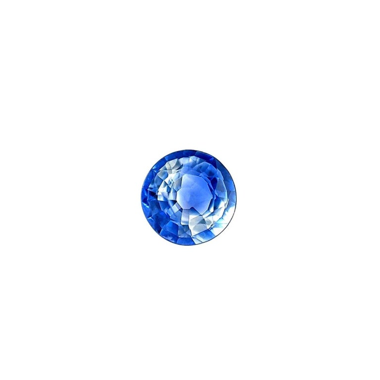 Bi Color Ceylon Sapphire 0.68ct Blue White Natural Round Cut Rare Gem VS For Sale at 1stDibs