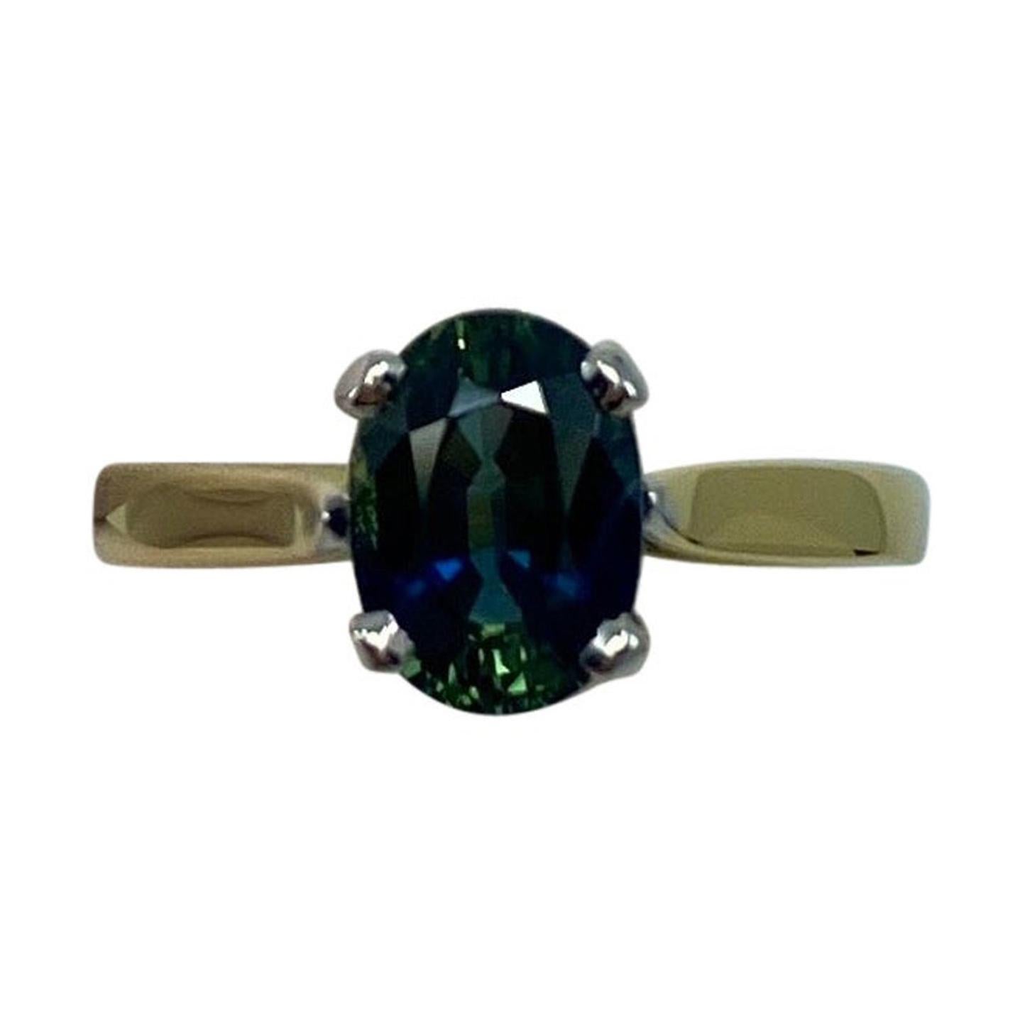 Vintage Circa 1970s 18 Carat Gold Emerald Cut Green Sapphire Solitaire ...
