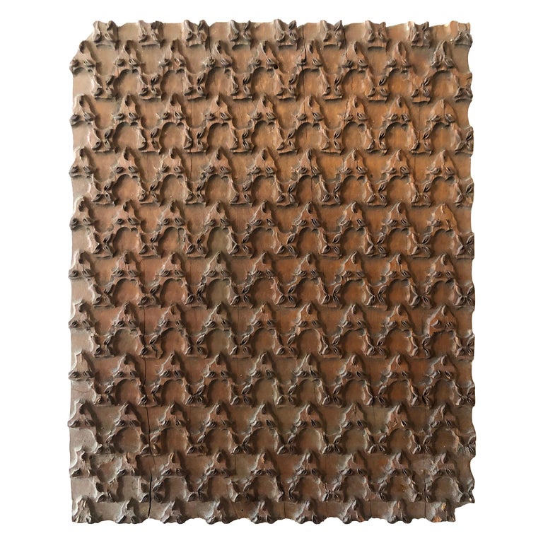 Bianchini Ferier French Hand Carved Fabric Wood Block Wall Art For Sale ...