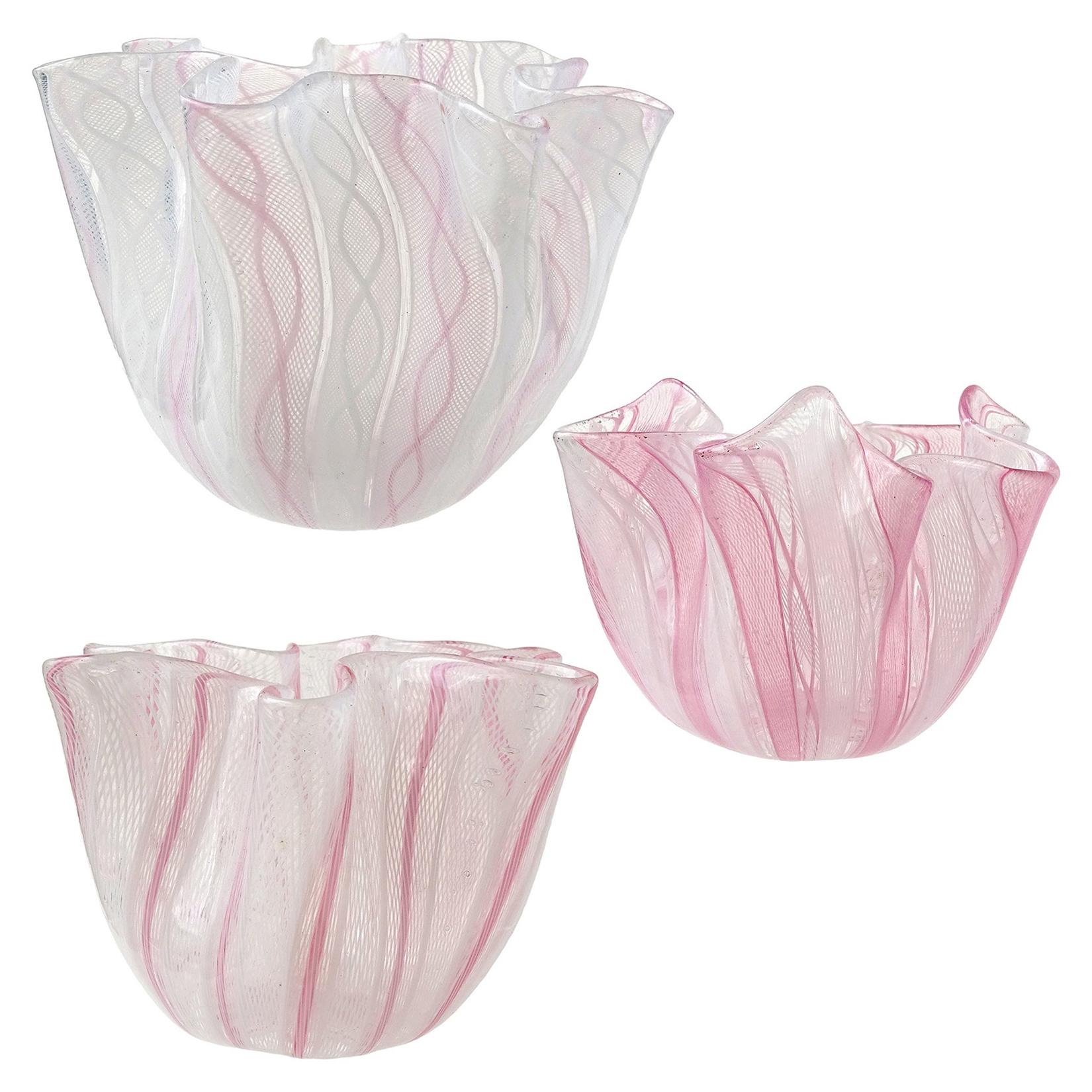 Venini Bianconi Murano Pink Italian Art Glass Fazzoletto Handkerchief ...